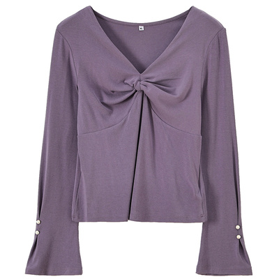 小个子显瘦百搭扭结简约打底衫