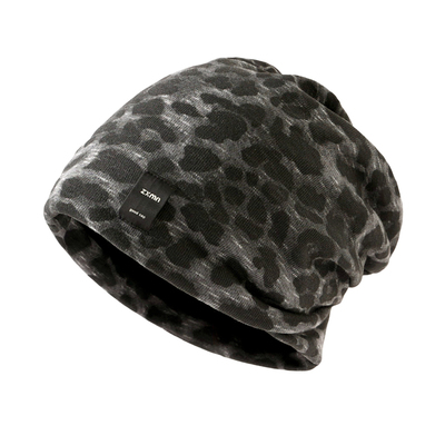 秋冬季美式复古显脸小豹纹包头帽