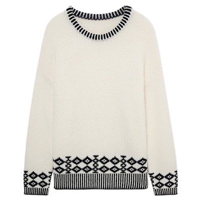 【商场同款】HPLY荷比俪2025冬女绵羊毛费尔岛宽松提花针织毛衣