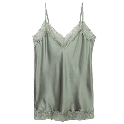 女士性感桑蚕丝花边v领吊带背心