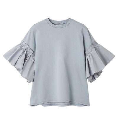 Mila Owen25秋冬新品简约气质荷叶边短袖圆领T恤上衣09WCT254900