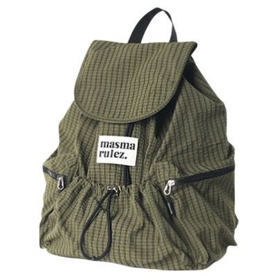 MASMARULEZ官方正品现货双肩包String flap backpack Check Khaki