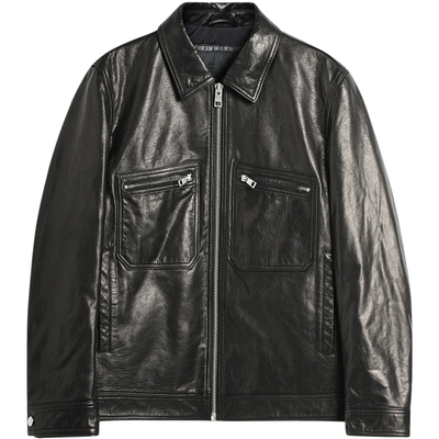 EHE男装90%白鹅绒重水洗风格绵羊皮皮衣夹克外套男冬季新款