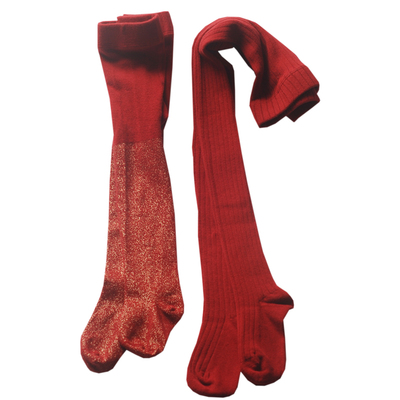 出口法国原单红色儿童连裤袜纯棉