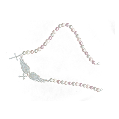 网红镶钻翅膀蹦迪新款锁骨链珍珠