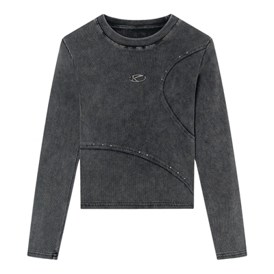 Jamor加墨时尚复古结构性T恤打底衫上衣修身辣妹2025秋冬新款