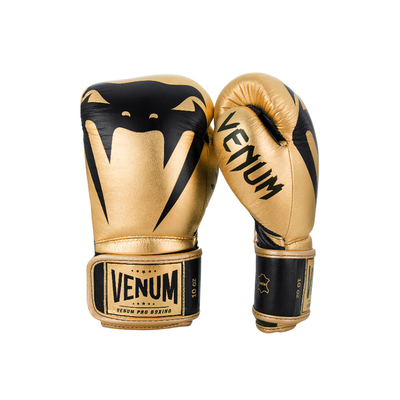 VENUM真皮高端职业比赛拳套金色