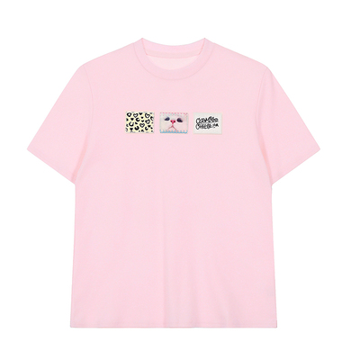 CCKOK 简约小猫咪贴布绣正肩T恤夏季ins少女修身小众短袖