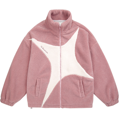 GUUKAHERO羊羔绒粉色外套