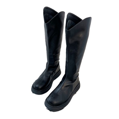 超迁软皮厚底时髦骑士靴英伦风