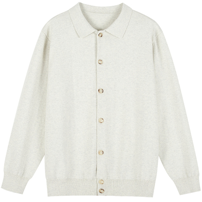 柏品开衫山羊绒翻领可机洗毛衣