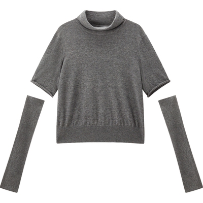 太平鸟羊毛混纺堆堆袖针织衫