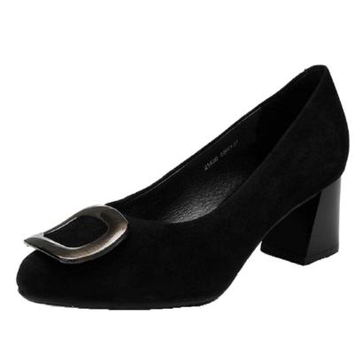 bata时尚风新款中高粗跟浅口鞋