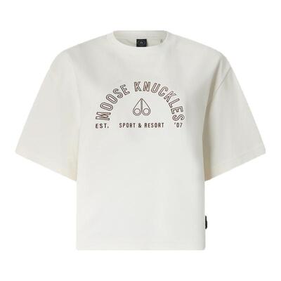 [早春新品]MOOSE KNUCKLES 女士简约LOGO休闲小剪刀短袖T恤