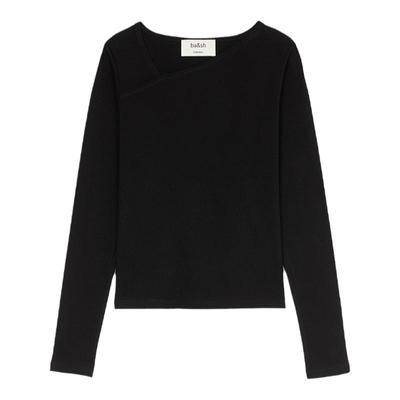 ba&sh极简斜领修身内搭棉质上衣