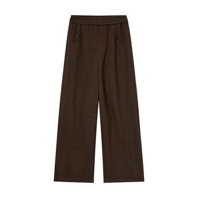 弯刀休闲裤女2025秋冬新款慵懒松紧高腰软糯宽松显瘦直筒阔腿长裤