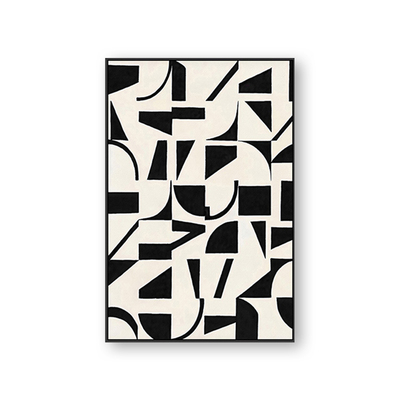 新款白灰客几何抽象装饰画高级感