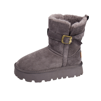 皮毛一体厚底增高加厚雪地靴女