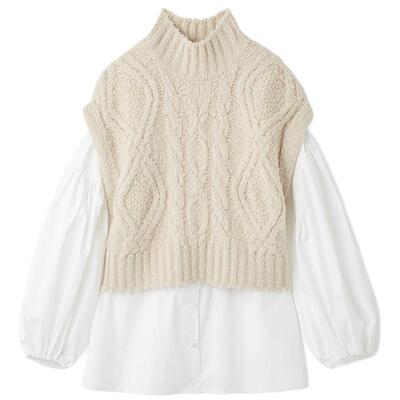 Mila Owen25秋冬新品百搭叠穿短款针织背心衬衫套装09WNT255106