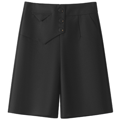 高端不规则西装阔腿裤子女秋冬2025年新款高腰A字五分裤休闲短裤