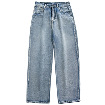 拉链长裤直筒裤宽松牛仔裤