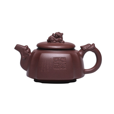 精品紫砂壶精品紫泥四方龙头龙尊