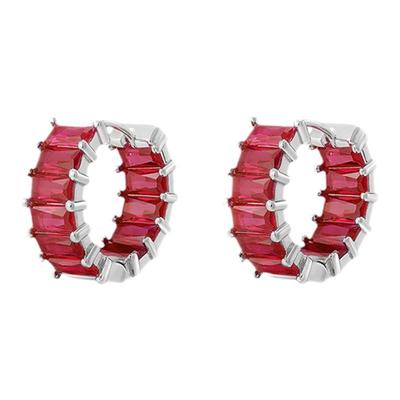 LUVAJJ石榴红锆石圆圈耳环女