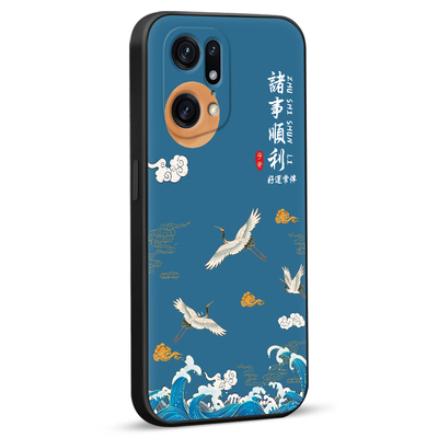 秋昊适用于oppofindx5pro手机壳pfem10复古国风彩绘外壳oopp欧珀findx5pro 男女时尚唯美保护套findx5pro软硅