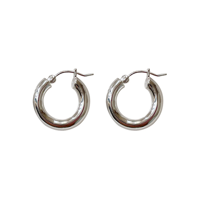 s925纯银圆圈耳环高级感法式几何