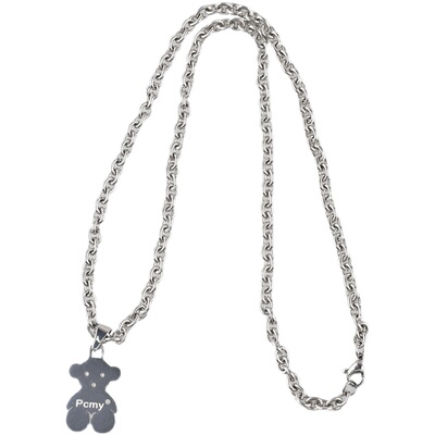 嘻哈街舞潮牌小熊叠戴钛钢项链