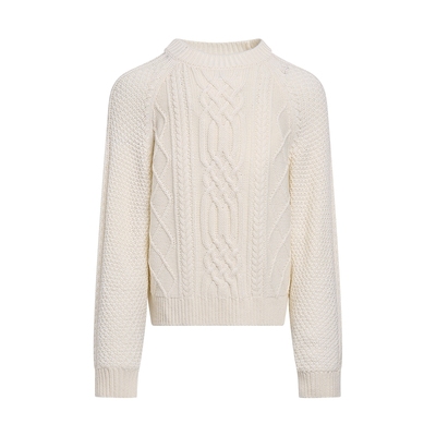 LILY加厚重工白色套头毛衣针织衫