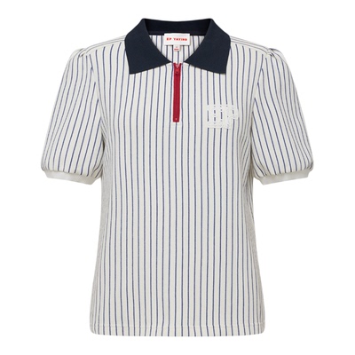 雅莹精梳棉polo领刺绣条纹T恤