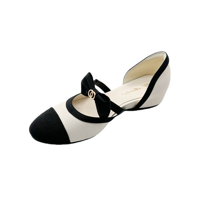 法式内增高中空圆头玛丽珍单鞋