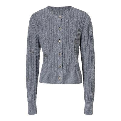 开衫绵羊毛百搭女款混纺圆领针织