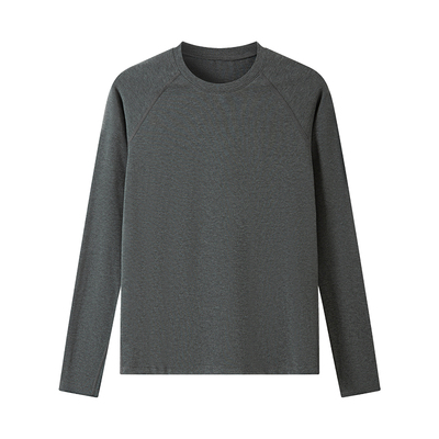 AFTERGLOW秋季亲肤打底抓毛休闲长袖 四针六线插肩袖保暖修身T恤