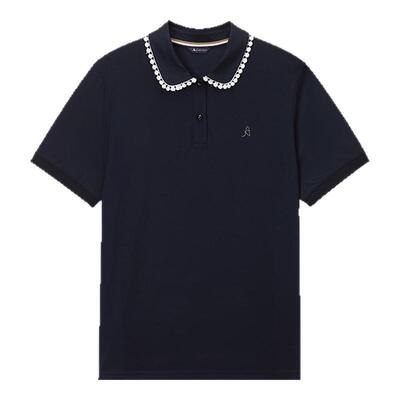 【雅格狮丹】女蕾丝领口休闲POLO