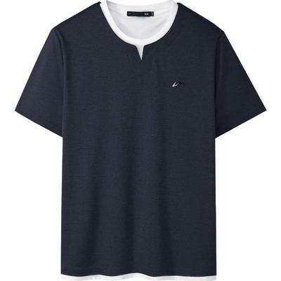 海澜之家简约假两件圆领短袖T恤