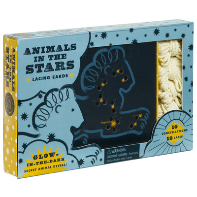 【现货】【编织卡片】星星上的动物 夜光 Lacing Cards Animals in the Stars 亲子益智互动 英文原版童书 适合3-6岁