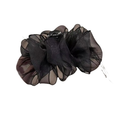 2025新款云朵泡泡网纱抓夹女高级感大号羽毛鲨鱼夹子头饰发夹头花