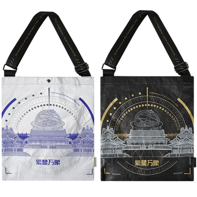 故宫单肩包黑色银色夜光