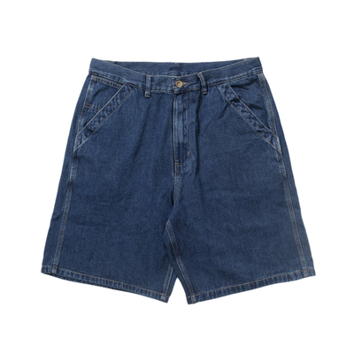 日系水洗做旧阔腿牛仔五分裤男