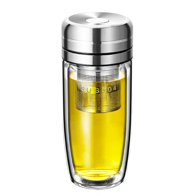 新款一键速开双层高硼硅玻璃杯