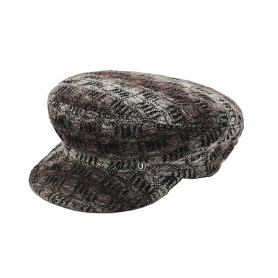 JOJOKUR 格纹圆顶造型秋冬贝雷帽显脸小时尚配饰修饰脸型Beret帽