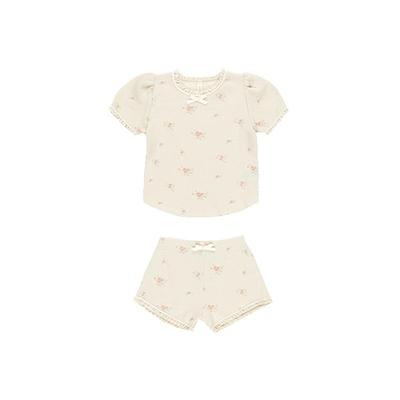 Quincy Mae 儿童家居服针织套装女童短袖短裤纯棉舒适碎花可外穿