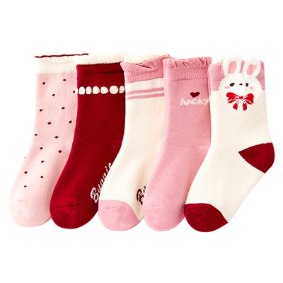 女童冬季加绒加厚毛圈长筒棉袜