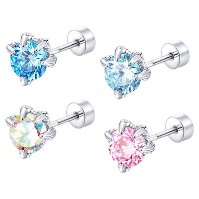 医用钛钢龙爪华子耳钉时尚潮流