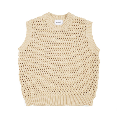 NORYBRAND 渔网设计圆领手工织马甲上衣 无袖毛衣针织衫Cleanfit
