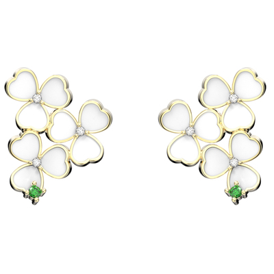 BENSHENG三叶草耳钉女轻奢法式