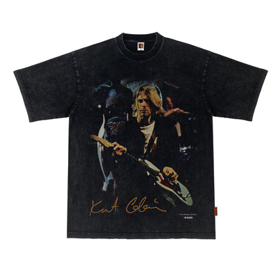 Nirvana涅槃乐队KurtCobain复古美式摇滚重磅水洗做旧宽松短袖T恤