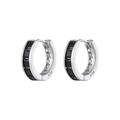 s925银针黑色耳环男款高级感